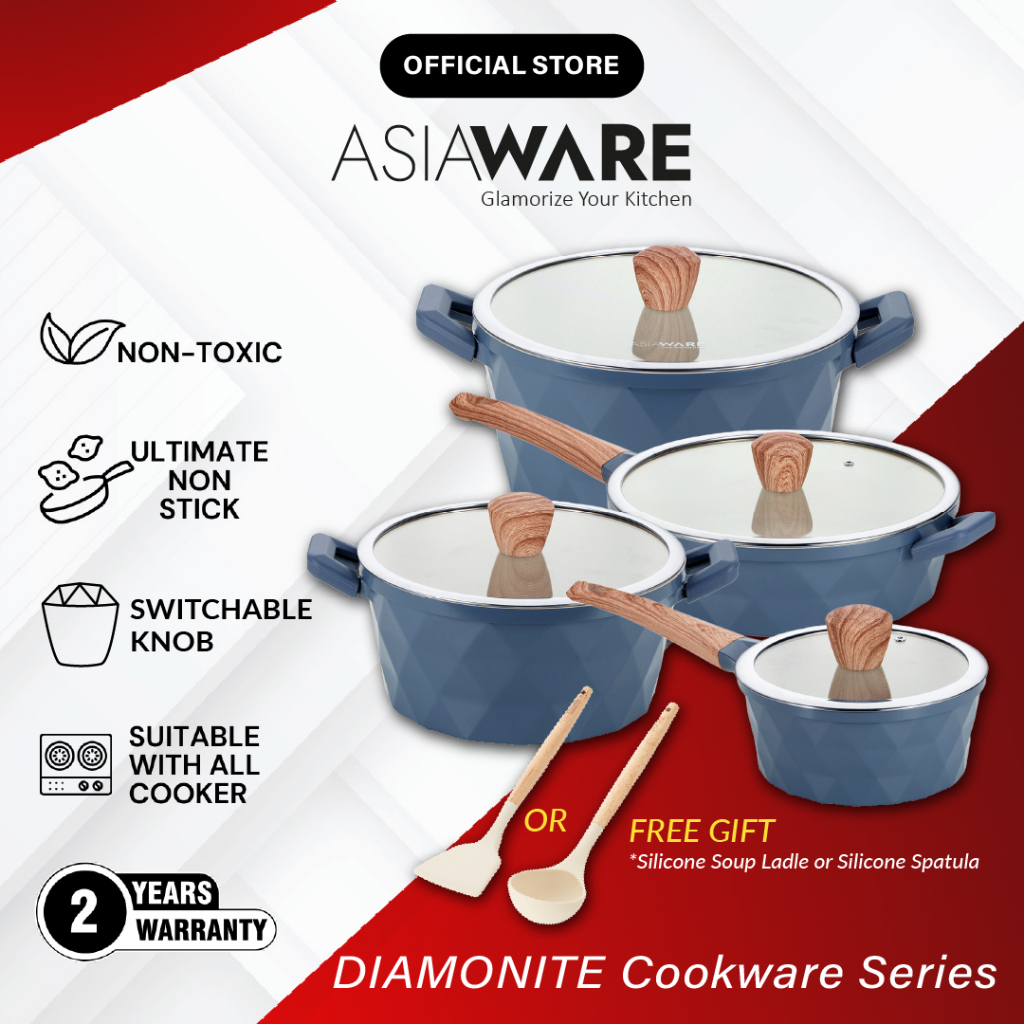 ASIAWARE Diamonite NonStick Granite Saucepan Milk Pot Saute Pan ...