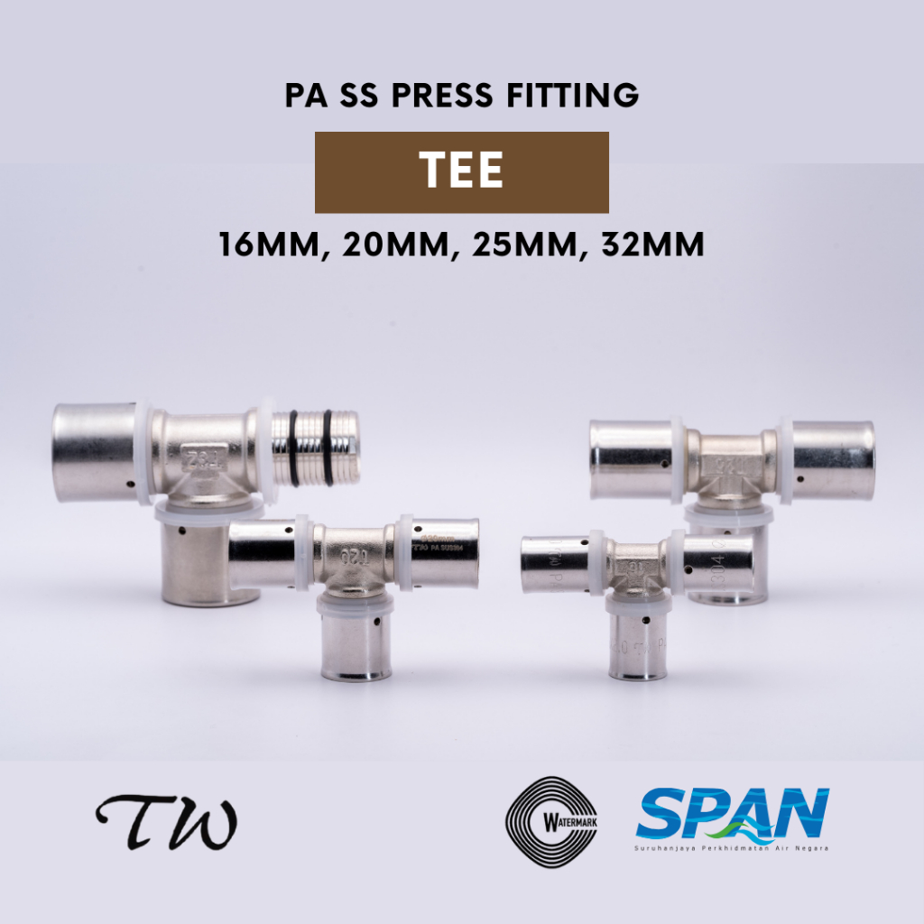 TW PA Press Fitting Tee - 16mm, 20mm, 25mm, 32mm (Watermark/ SPAN ...