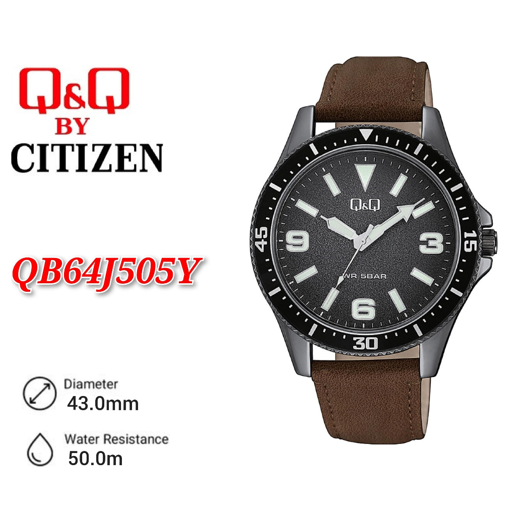 Q&Q Watch by Citizen Men's Analog Quartz QB64 Leather strap - QB64J505Y | Shopee Malaysia
