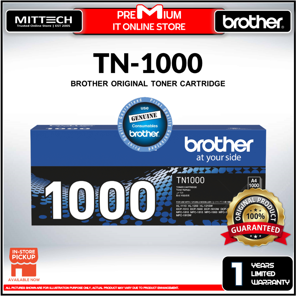 Brother Original Genuine Toner Cartridge TN-1000 For HL-1110 HL-1210W ...