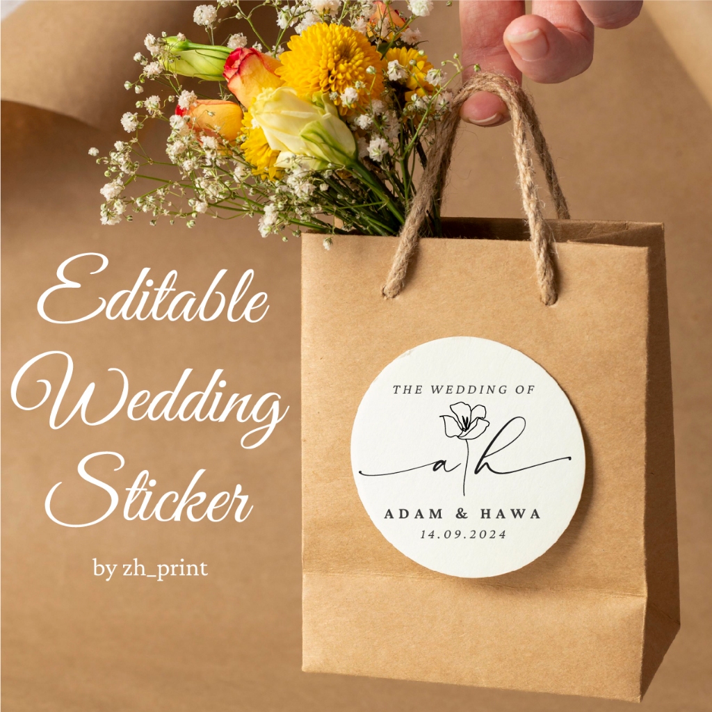 100pcs/150pcs Editable Sticker Doorgift Kahwin / Sticker Wedding ...