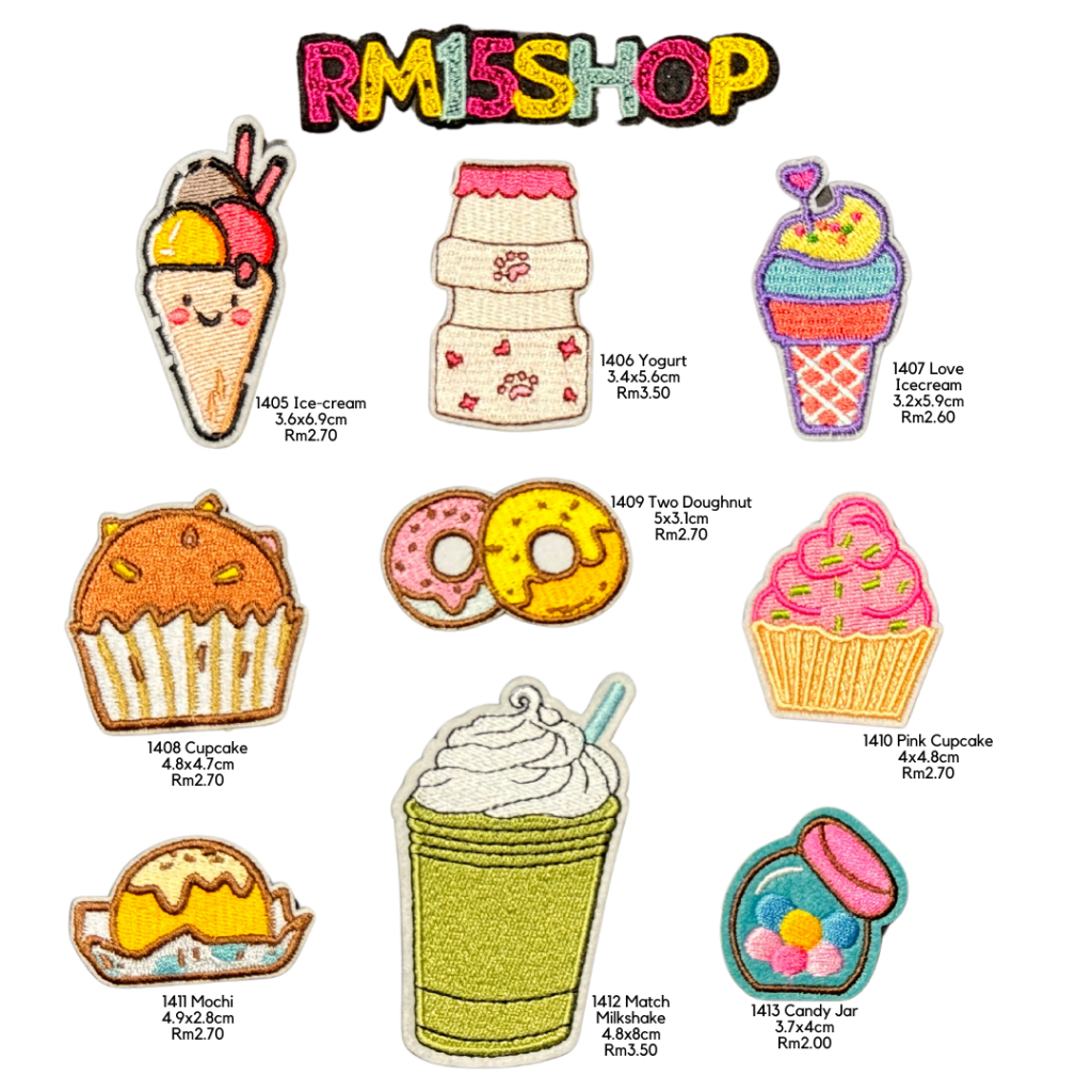 Iron On Patches Dessert Design Ice-cream Milkshake Doughnut Cupcake Embroidery Design For Scarf ...