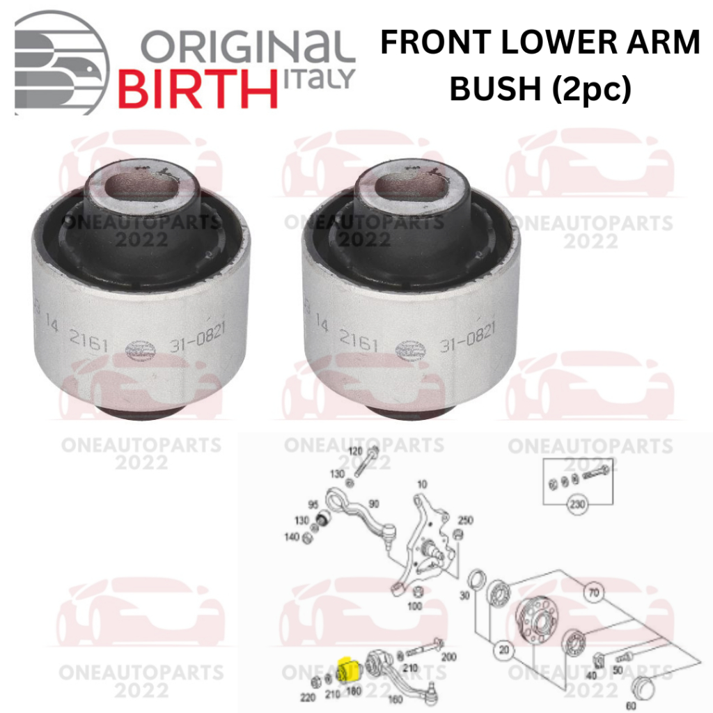 BIRTH ITALY FRONT LOWER ARM THRUST ARM BUSH (2PCS) MERCEDES BENZ W203 ...