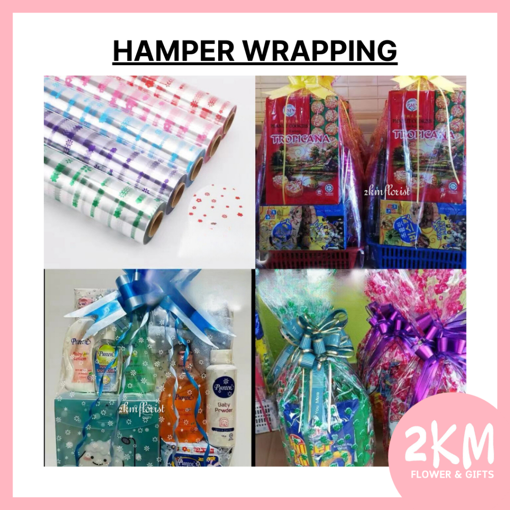 (50METER) HAMPER Wrapping Waterproof Flower Paper Gift Wrapper Birthday ...