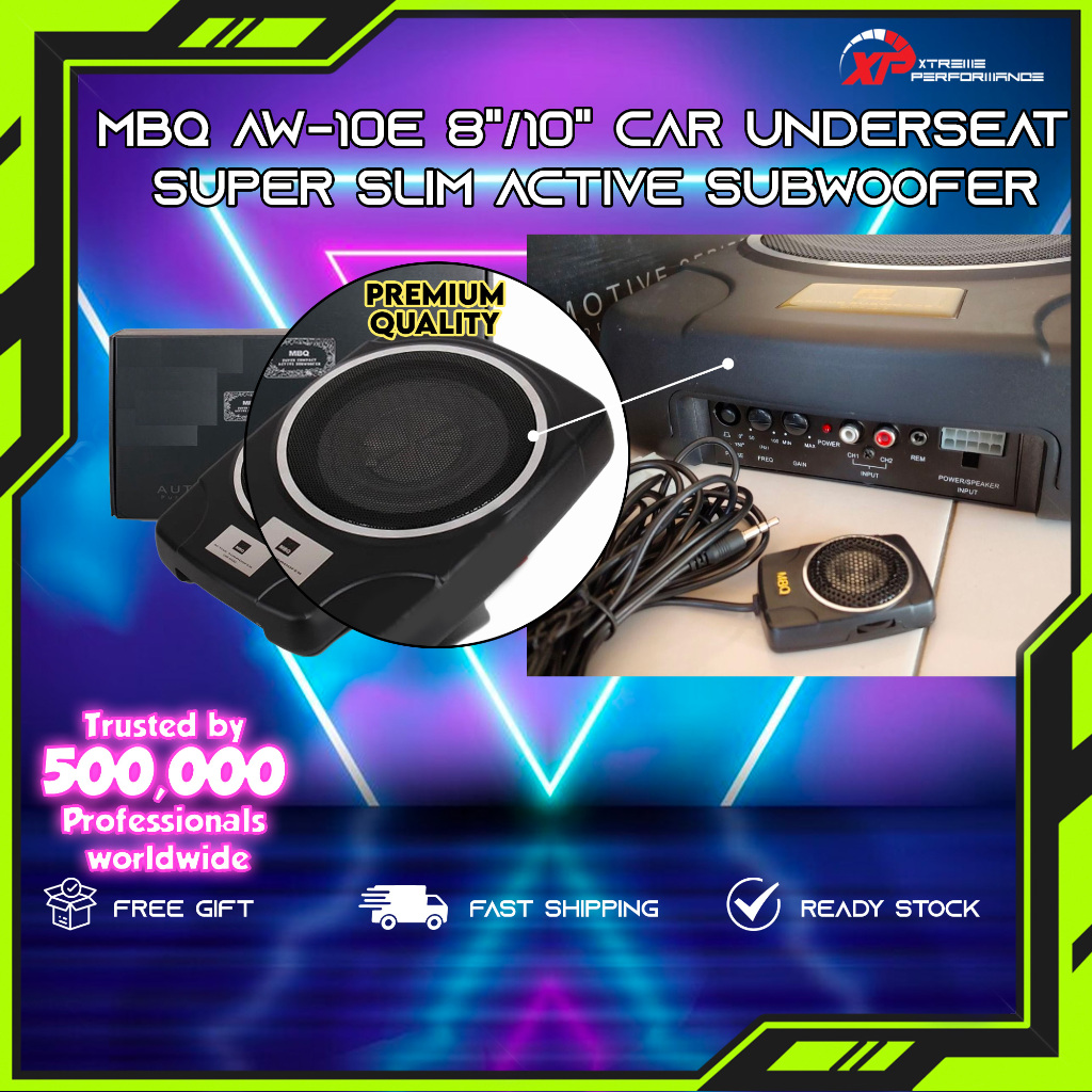 MBQ AW-10e 8"/10" Car UnderSeat Super Slim Active Subwoofer | Shopee ...