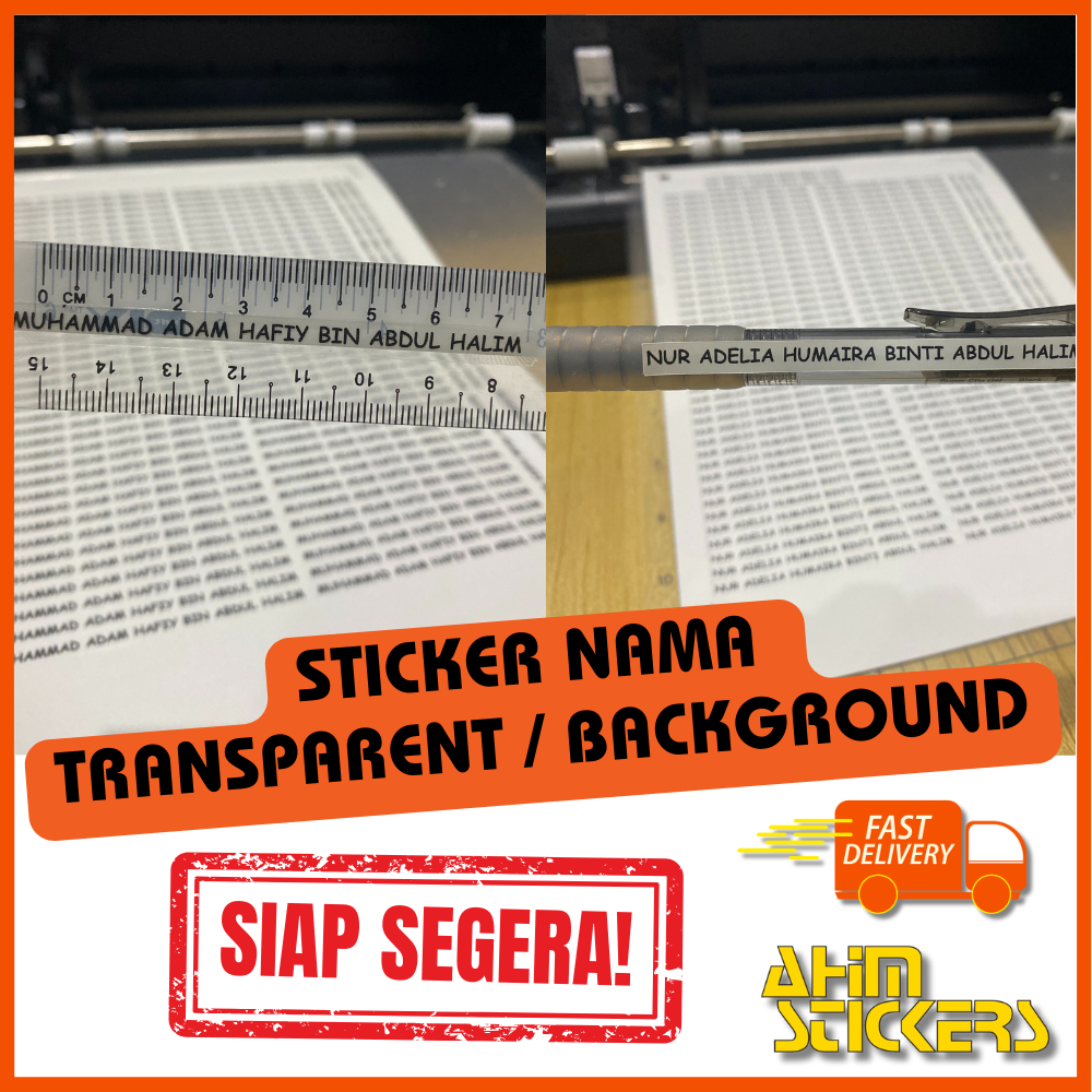 Sticker Nama Transparent / Sticker Nama Waterproof Pelajar Sekolah ...
