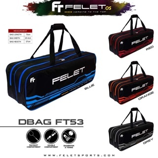 FELET Double Bag 53 DT-BAG-50 2 Zip Rackets Bag Badminton Raket Beg ...