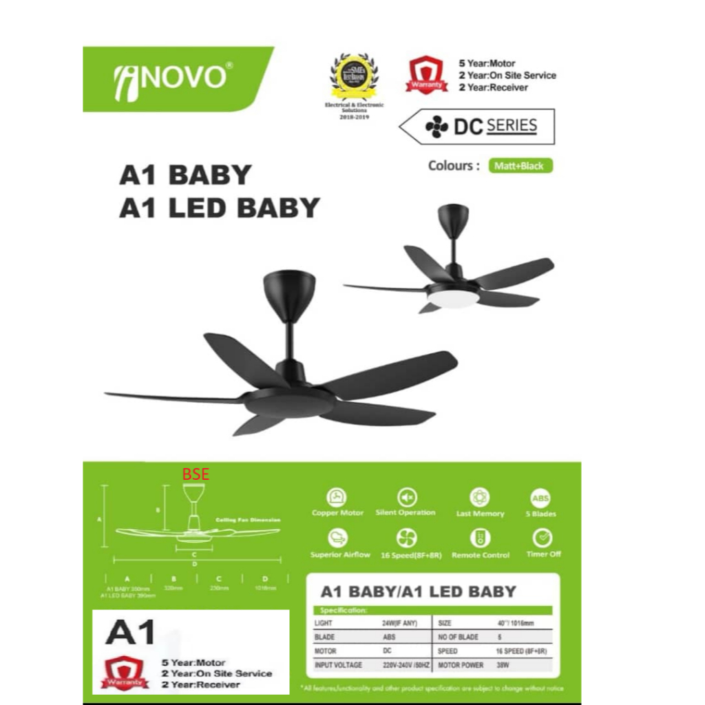 Regair Inovo A1 BABY 40" Ceiling Fan DC Motor Remote Control 16 SPEED ...