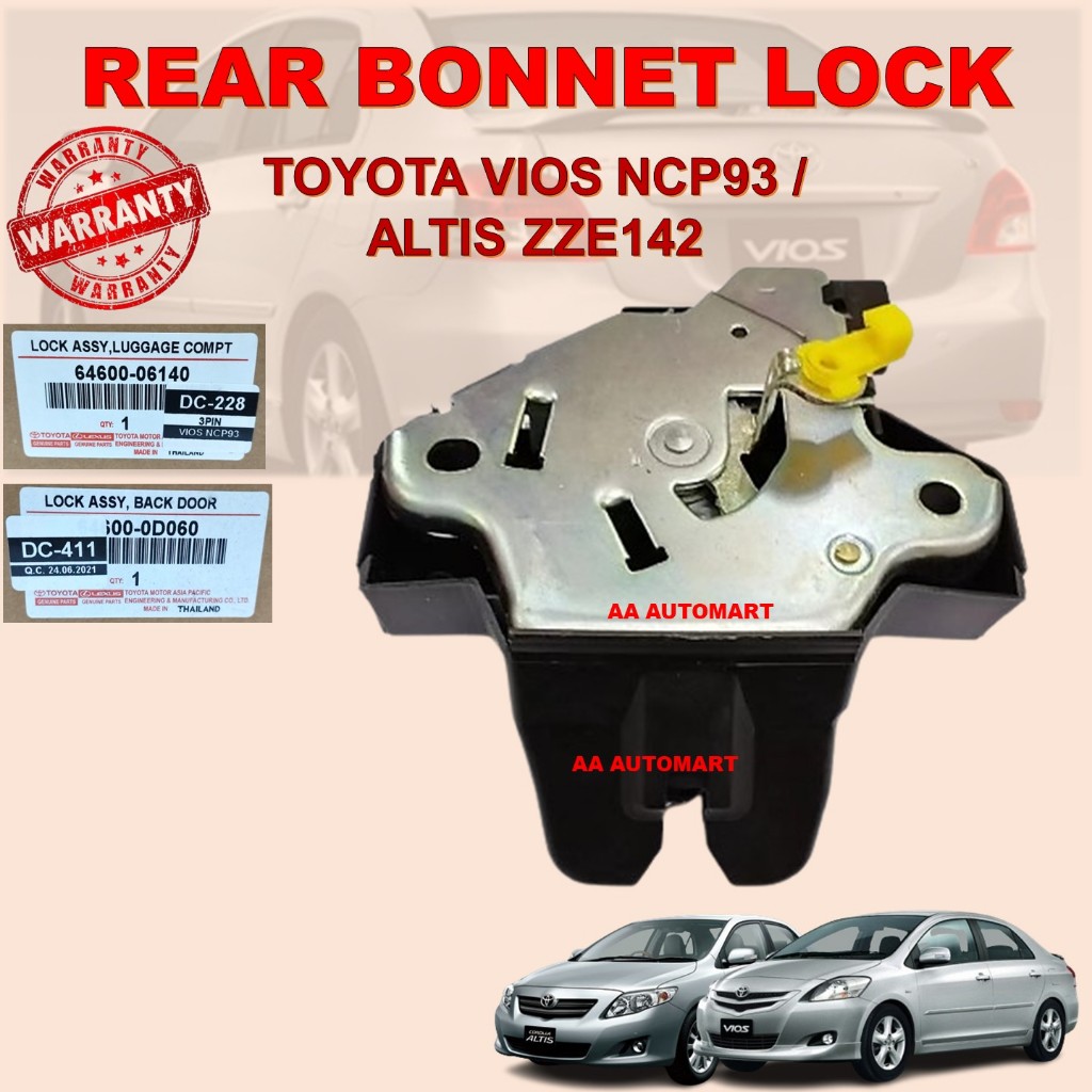 Toyota Vios NCP93 Altis 2008 Rear Door Lock Bonnet Power Auto Lock Boot ...