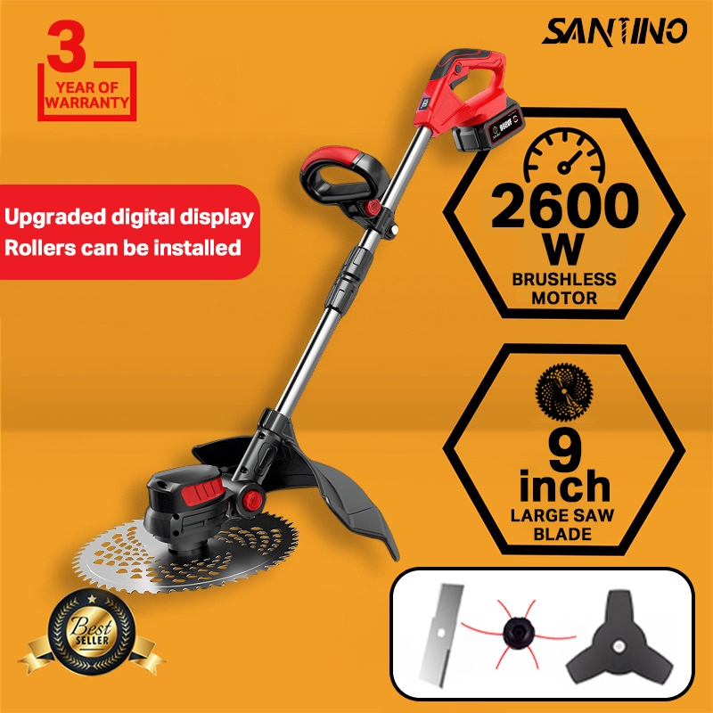 SANTINO mesin rumput bateri Heavy duty cordless lawn mover grass cutter ...