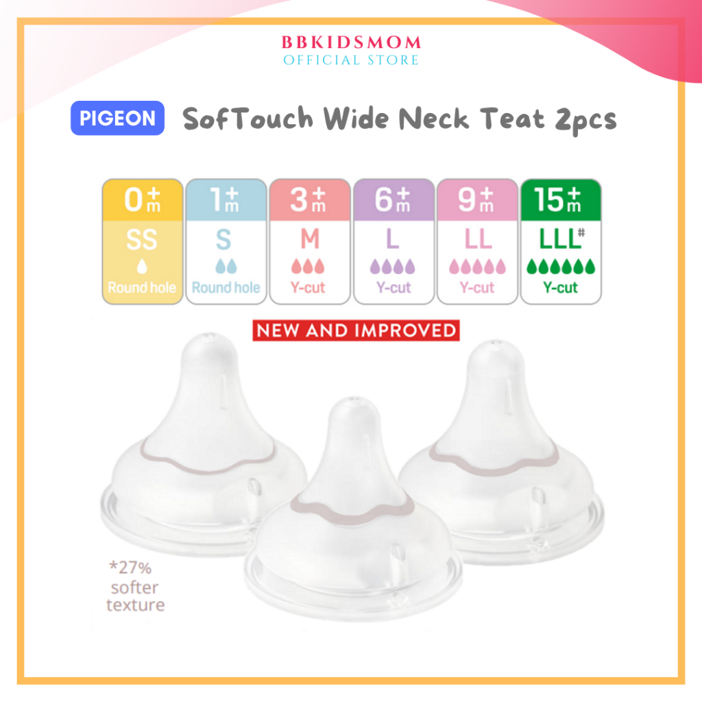 Puting Botol Susu Pigeon SofTouch Wide Neck Teat Single Pack/Twin Pack ...