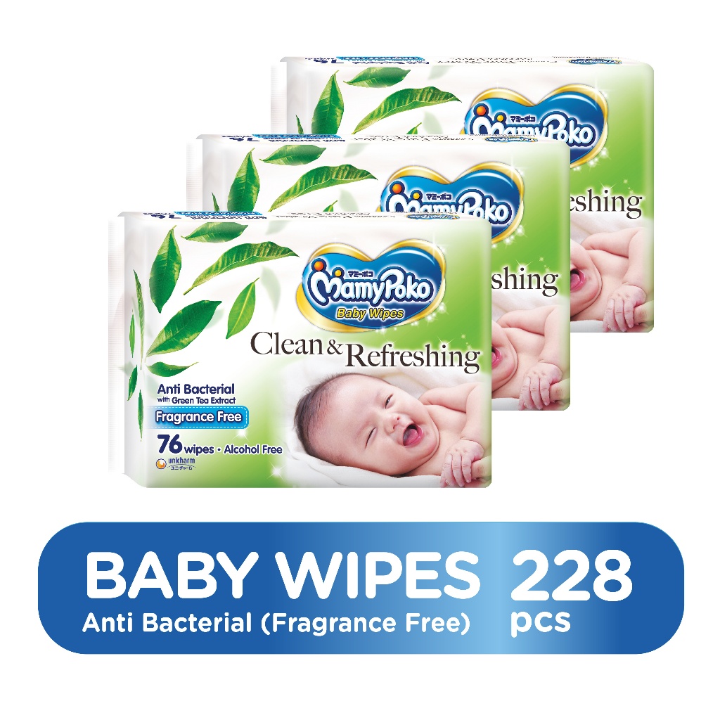 MamyPoko baby Wipes Anti Bacterial (76pcs x 3) | Shopee Malaysia