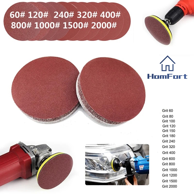 3/4/5Inch 75mm Sanding Discs Round Shape Sandpaper 60-2000 Grit Hook ...