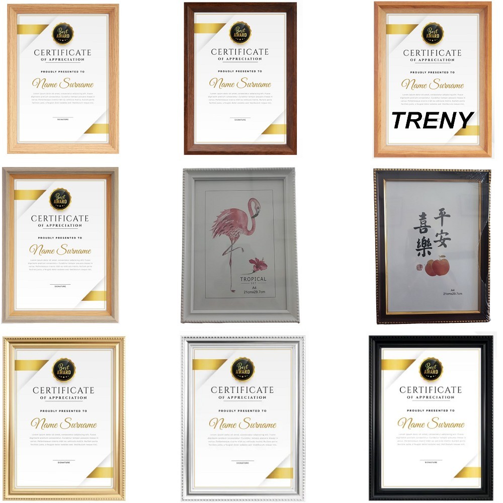 TRENY Certificate Photo Frame A3 A4 Size Picture Frame Fiber Hiasan ...