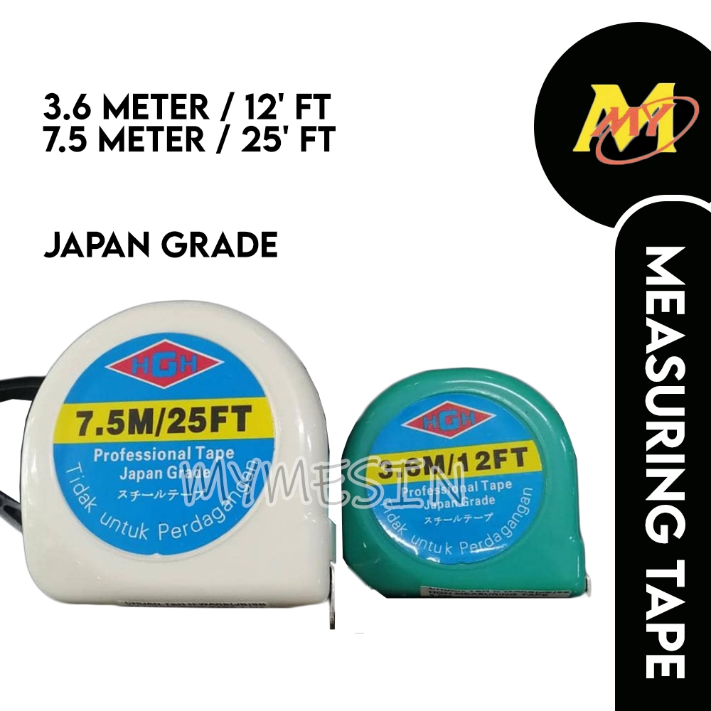 MY HGH 3.5M / 7.5M / 12FT / 25FT Tali Tape Ukur / 拉尺 / Measuring Tape With Japan Grade | Shopee ...
