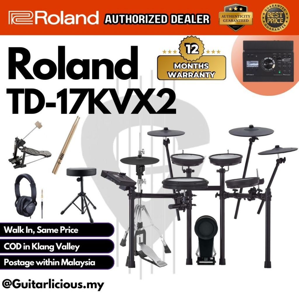 Roland TD-17KVX2 Electronic Digital Drum Set with Headphone TD17KVX TD17 TD-17 TD-17KVX TD17KVX ...
