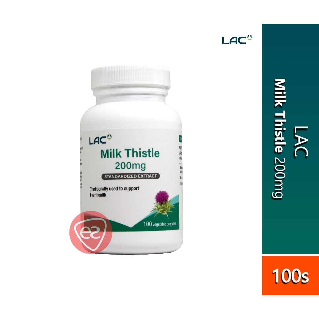 LAC Milk Thistle 200mg Standardized Extract Vegetable Capsule 100s ...