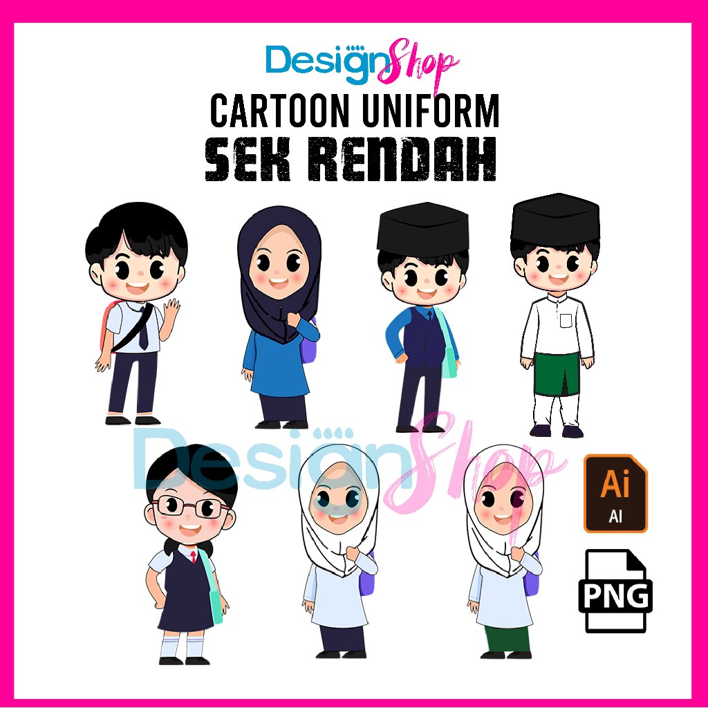 DESIGN ONLY CARTOON UNIFORM SEKOLAH RENDAH , Design Mudah & Murah ...