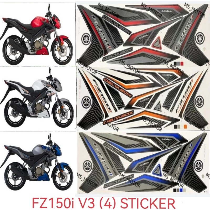 FZ150i BODY COVER STICKER STRIPE COVER SET (4) FZ150i V3 (2014-2019 ...