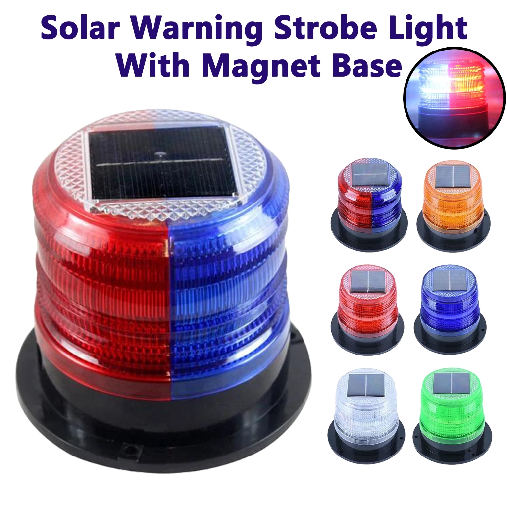 3H Lampu Kecemasan Jalan LED Solar Power Magnetic Base Strobe Warning ...