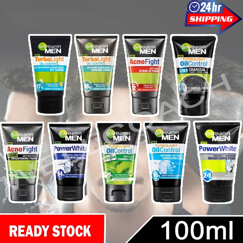 Garnier Men Face Wash Cleanser 100ml Acno Fight Charcoal Icy Scrub ...