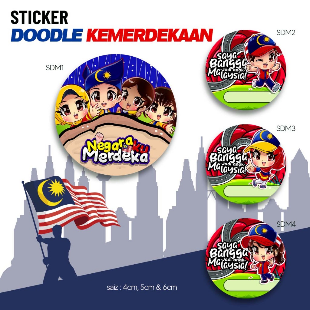 Sticker Doodle Sambutan Merdeka / Sticker Kemerdekaan / Label Sticker ...