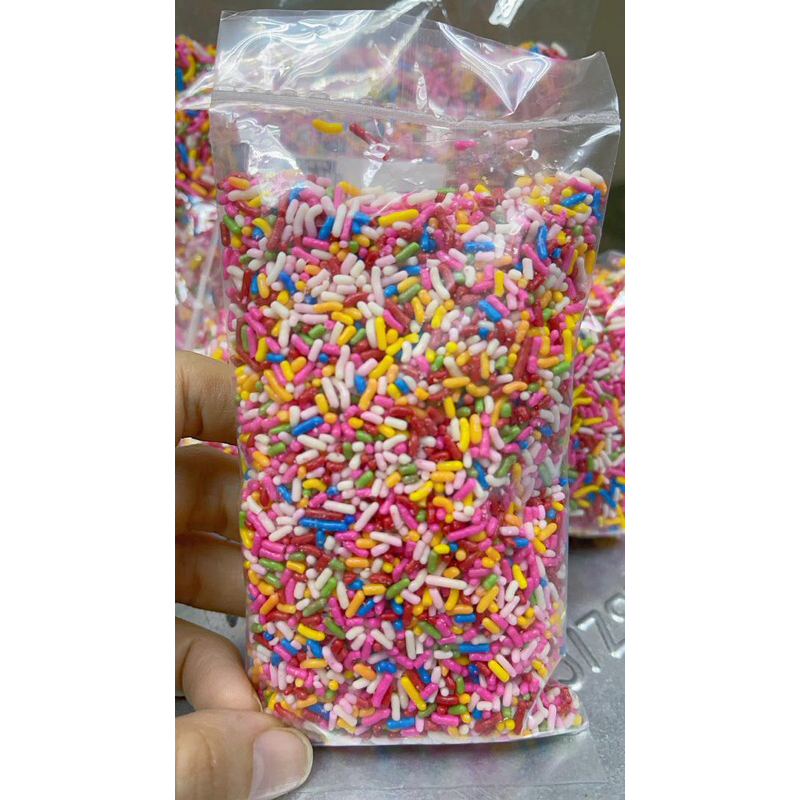 Rainbow Color Rice Sprinkles / Gula Manik Panjang Berwarna / 蛋糕装饰彩色糖珠 ...