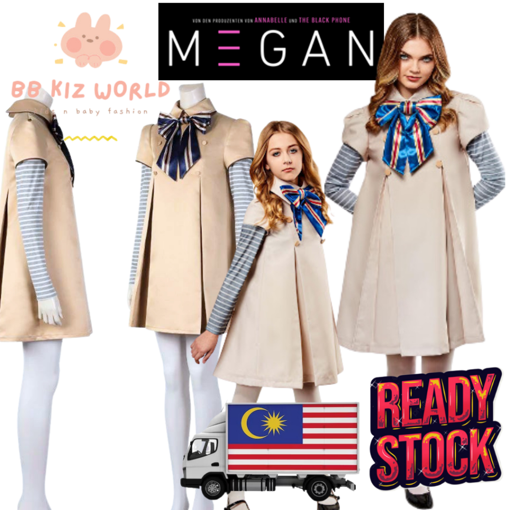 Megan M3GAN Cosplay Costume For Kid Include Dress Top Socks M3GAN Full ...
