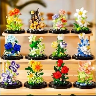 DIY Brick Flower Building Block Flower Eternal Flowers Building Blocks ...
