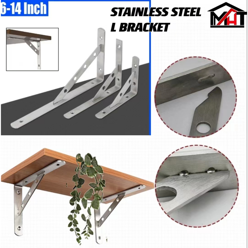 Stainless Steel Shelf L Bracket Angle Bracket Detachable Removeable ...