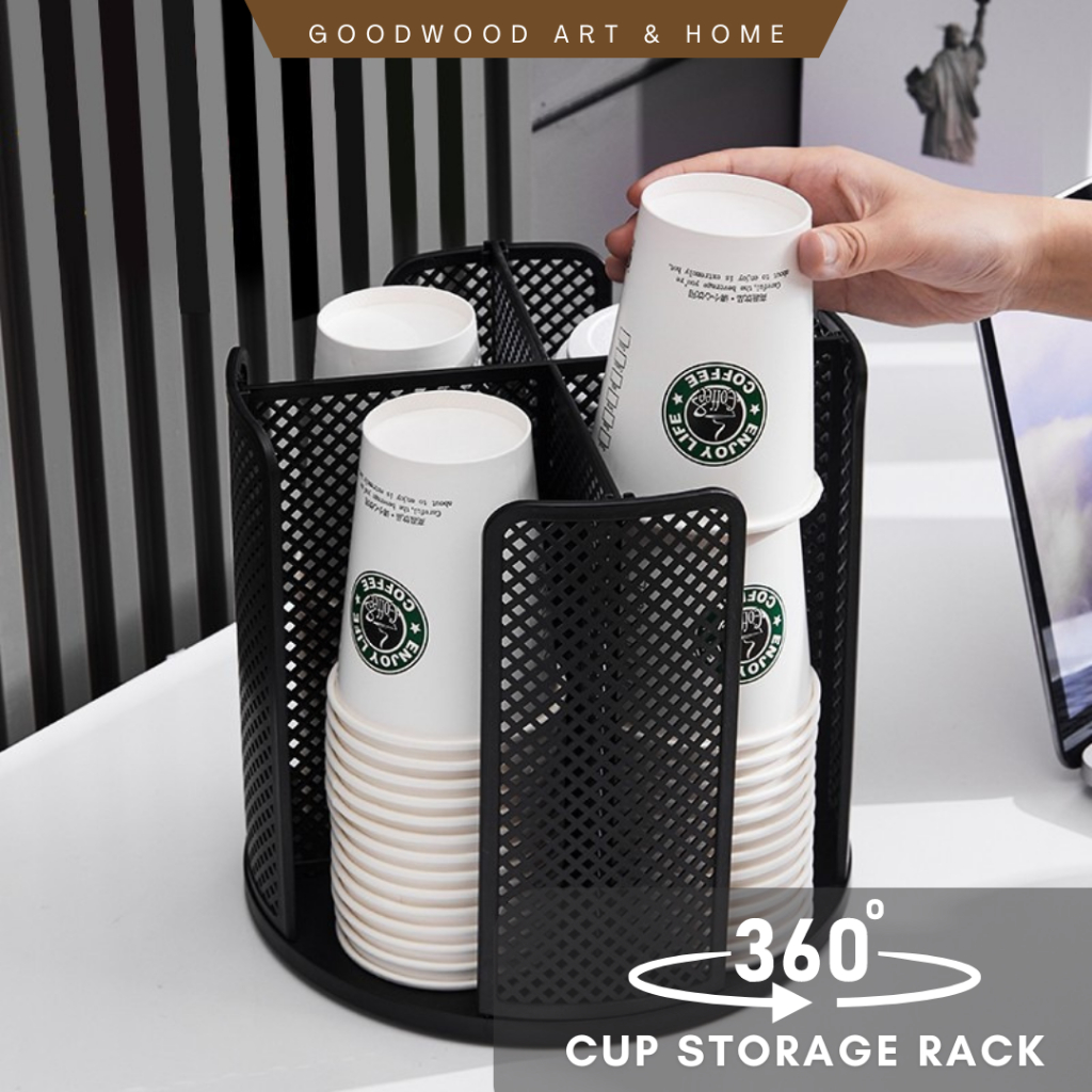 Rotating Cup Storage Rack 360° Cup Dispenser Paper Cup Holder Rack ...