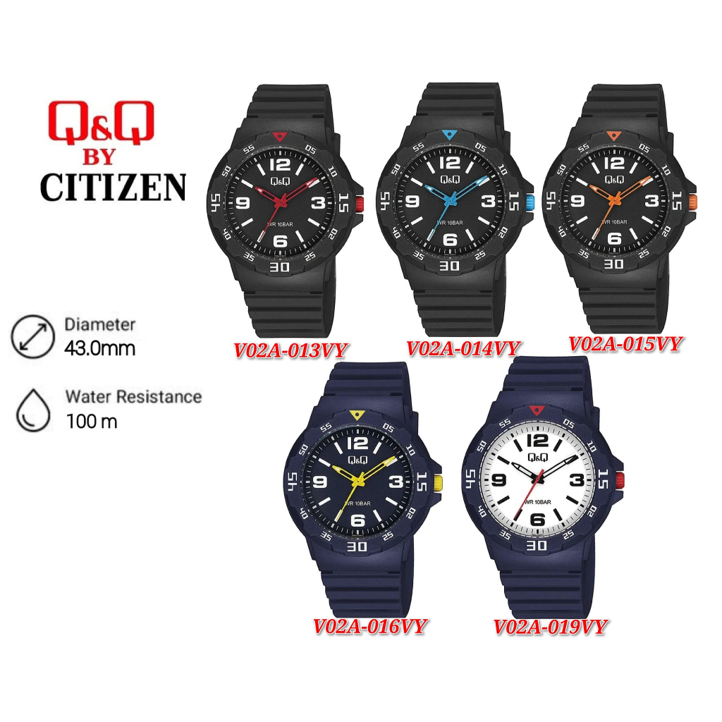 Q&Q Japan by Citizen Men's Rubber Analogue Watch V02A / VR18.. | Shopee Malaysia