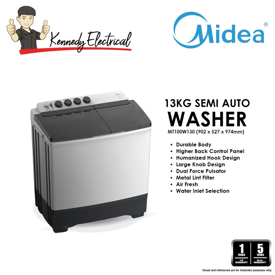 MIdea 13.0kg Semi Auto Washing Machine MT100W130 | Shopee Malaysia