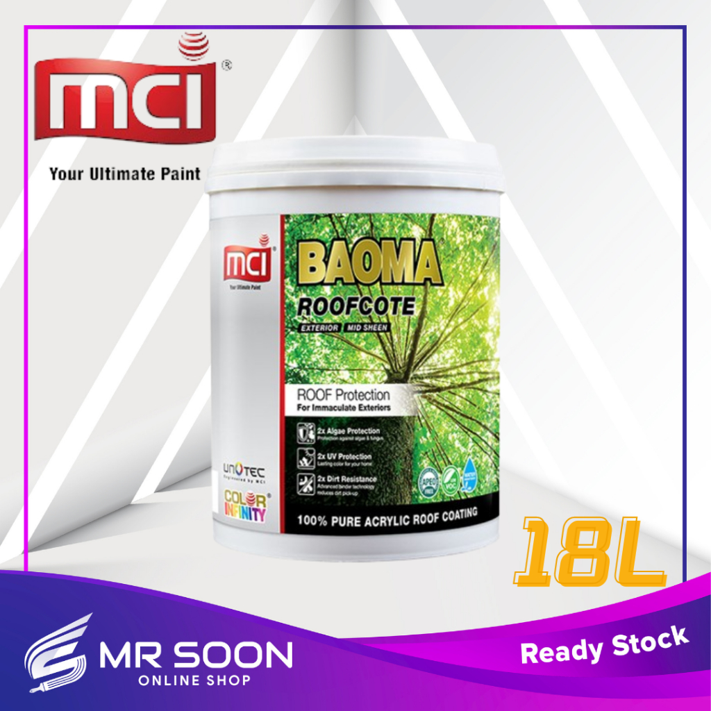 MCI BAOMA 18L ROOFCOTE /Cat Bumbung /Cat Genting/Cat Atap Tahan Haba ...