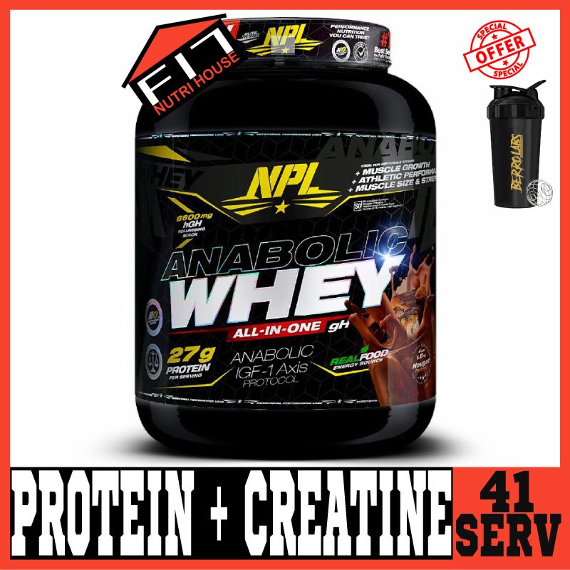 NPL Anabolic Whey gH (1.8kg / 4lbs / 41 Serv) - Whey Protein + Creatine ...