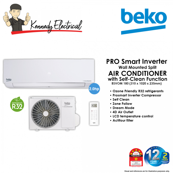 Beko 2.0HP PRO Smart Inverter Wall Mounted Split AIR CONDITIONER with ...