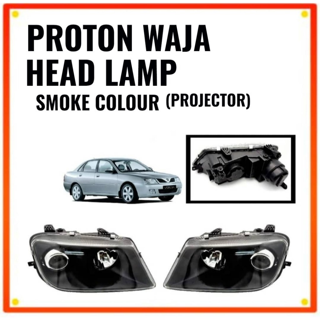 Proton Waja Black Smoke Head Light Lamp Projector Lampu Depan Besar ...