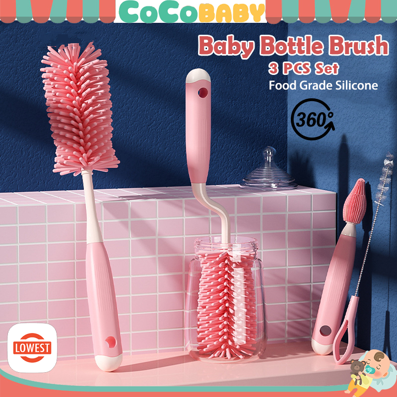3in1 Baby Bottle Brush Berus Baby Bottle Cleanser Travel Brush Set ...