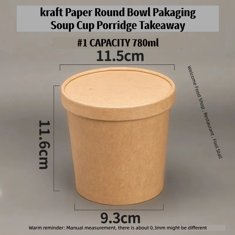Kraft Paper Soup Cup Porridge Takeaway Kerangka Kertas Kertas Porridge ...