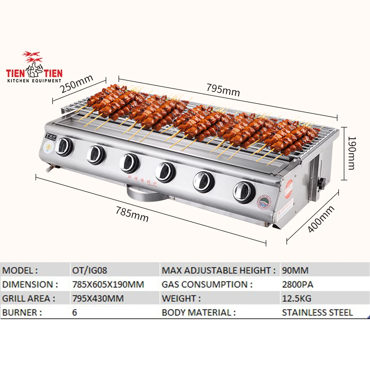 Stainless Steel Commercial Gas BBQ Grill Stove Infrared Burner Cooker ...