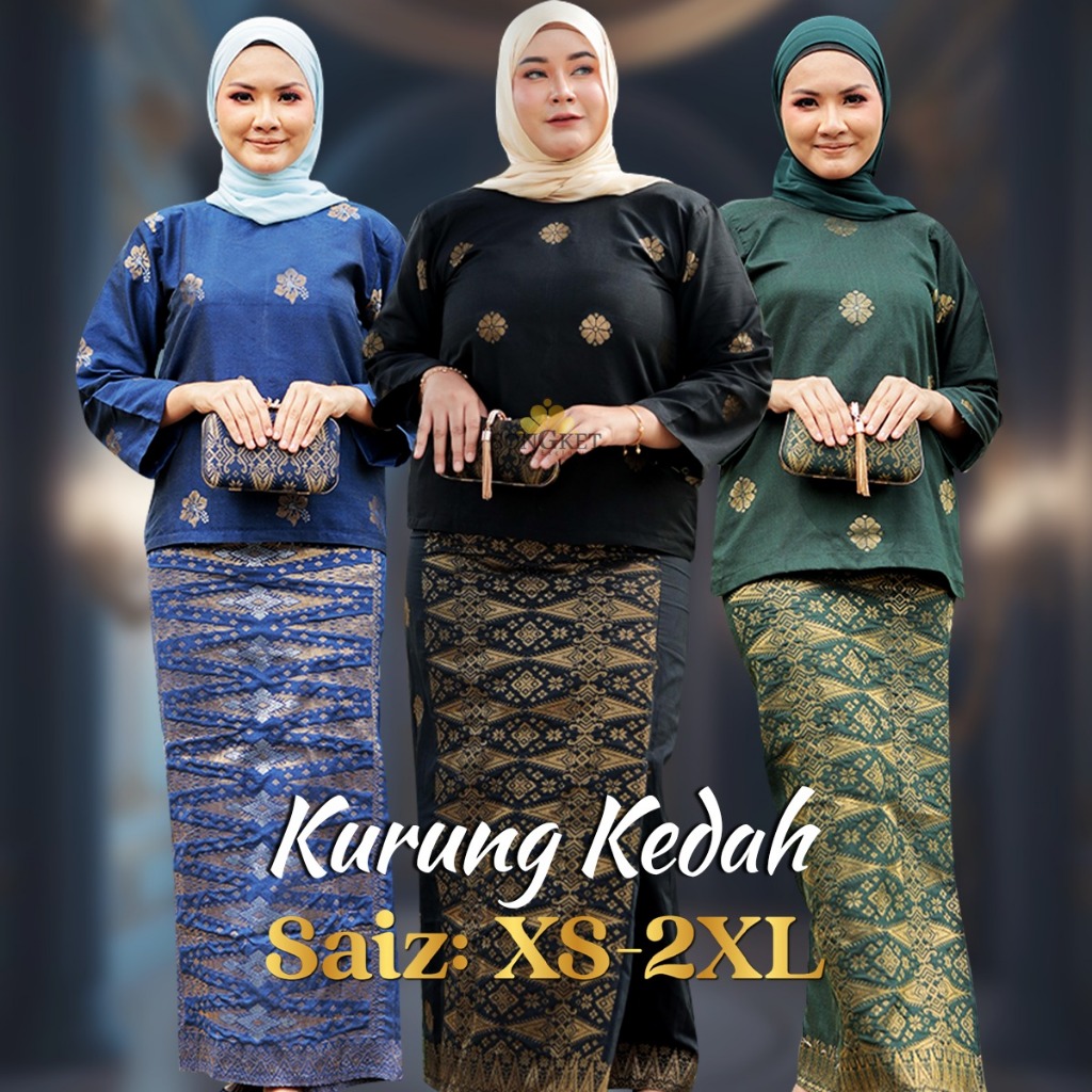 Kurung Kedah |XS-2XL) Kurung Songket Baju Kurung pendak Baju Raya2025 | Songket Hidaya Exclusive ...