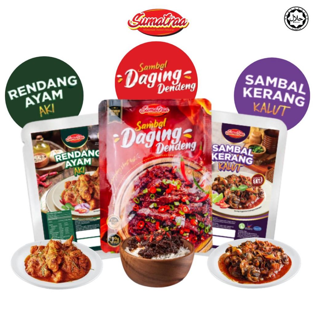 Sumatraa 1 Pack | Sambal Daging Dendeng | Kerang Kalut | Rendang Ayam ...