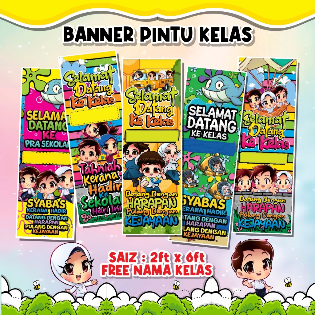 BANNER SEKOLAH UNTUK PINTU KELAS READY DESIGN | Shopee Malaysia