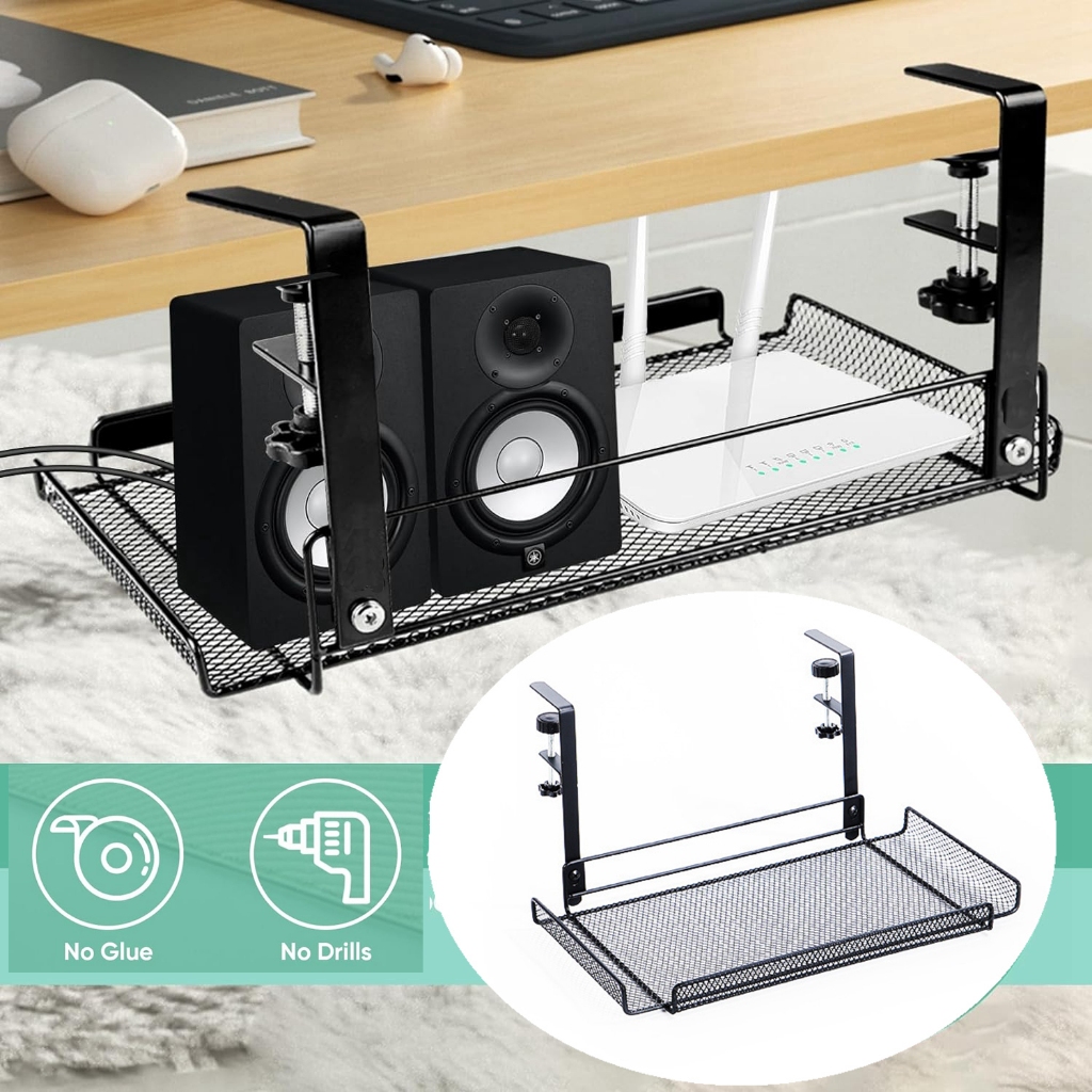 Under Desk Organizer Office Table Storage Shelf Desk Cabinet Rack Under ...