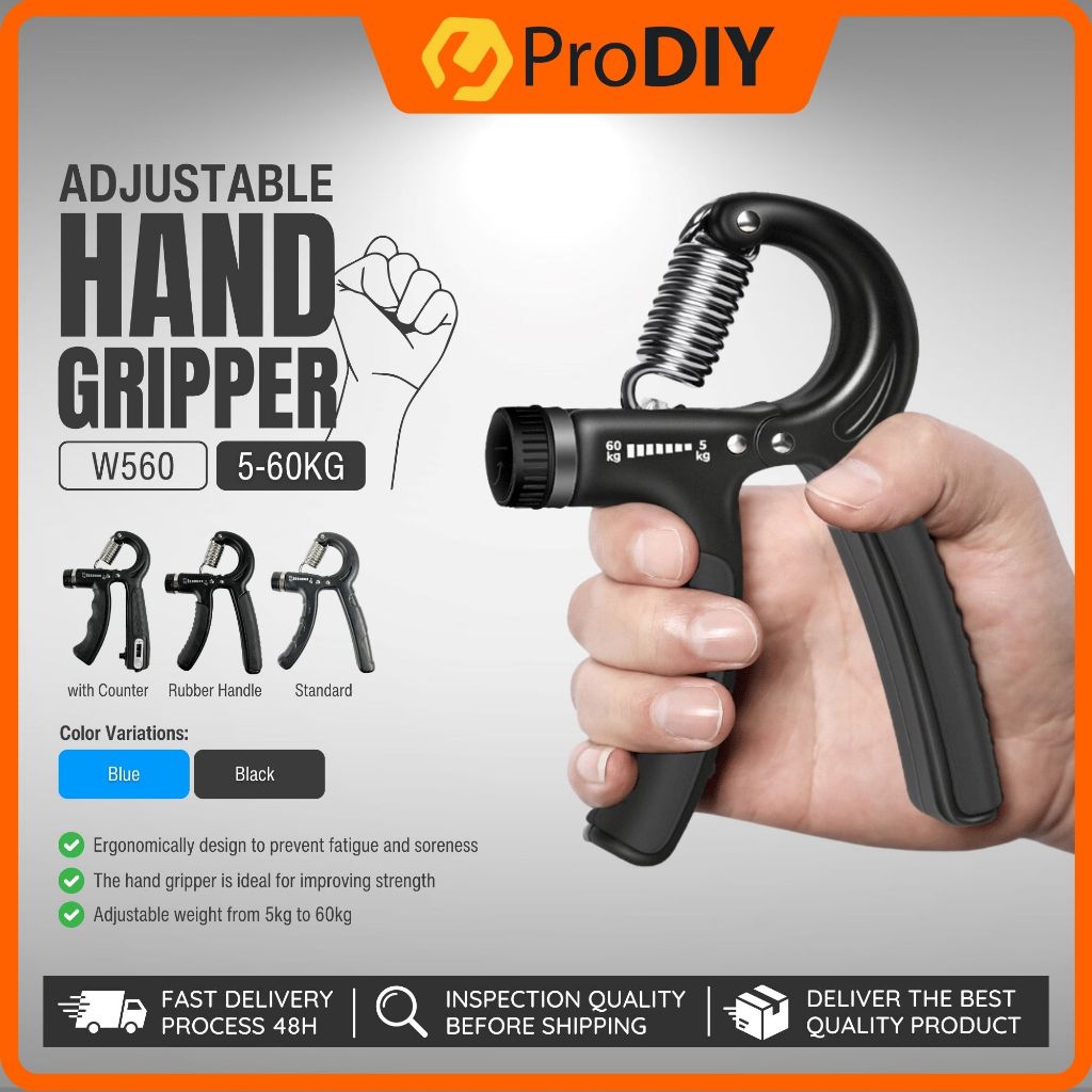 W560 5kg-60kg Adjustable Resistance Hand Grip with Digit Counter ...