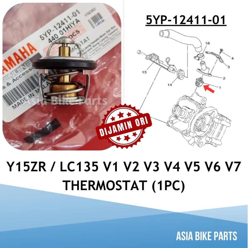 Yamaha Original Y15ZR / LC135 V1 V2 V3 V4 V5 V6 V7 Thermostat - 5YP ...