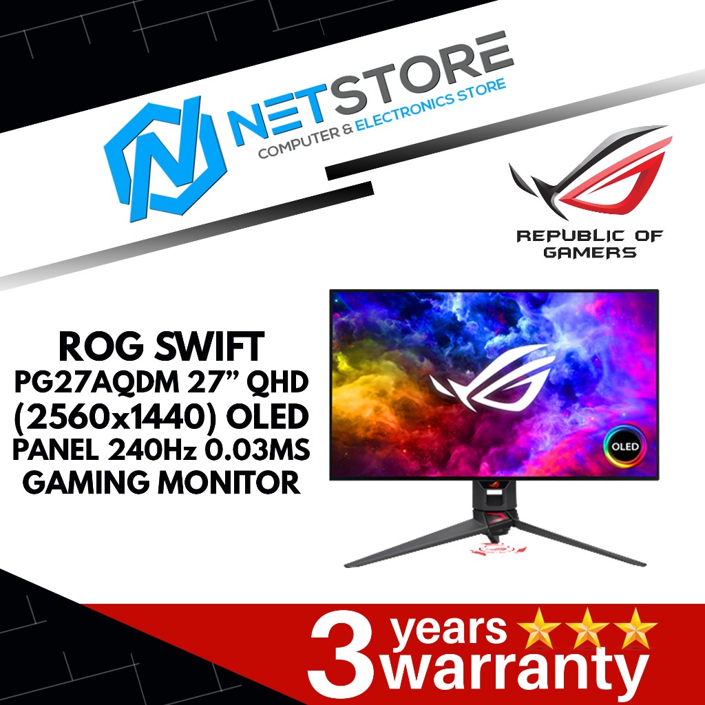ASUS ROG SWIFT PG27AQDM 27” QHD (2560x1440) OLED PANEL 240Hz 0.03MS ...