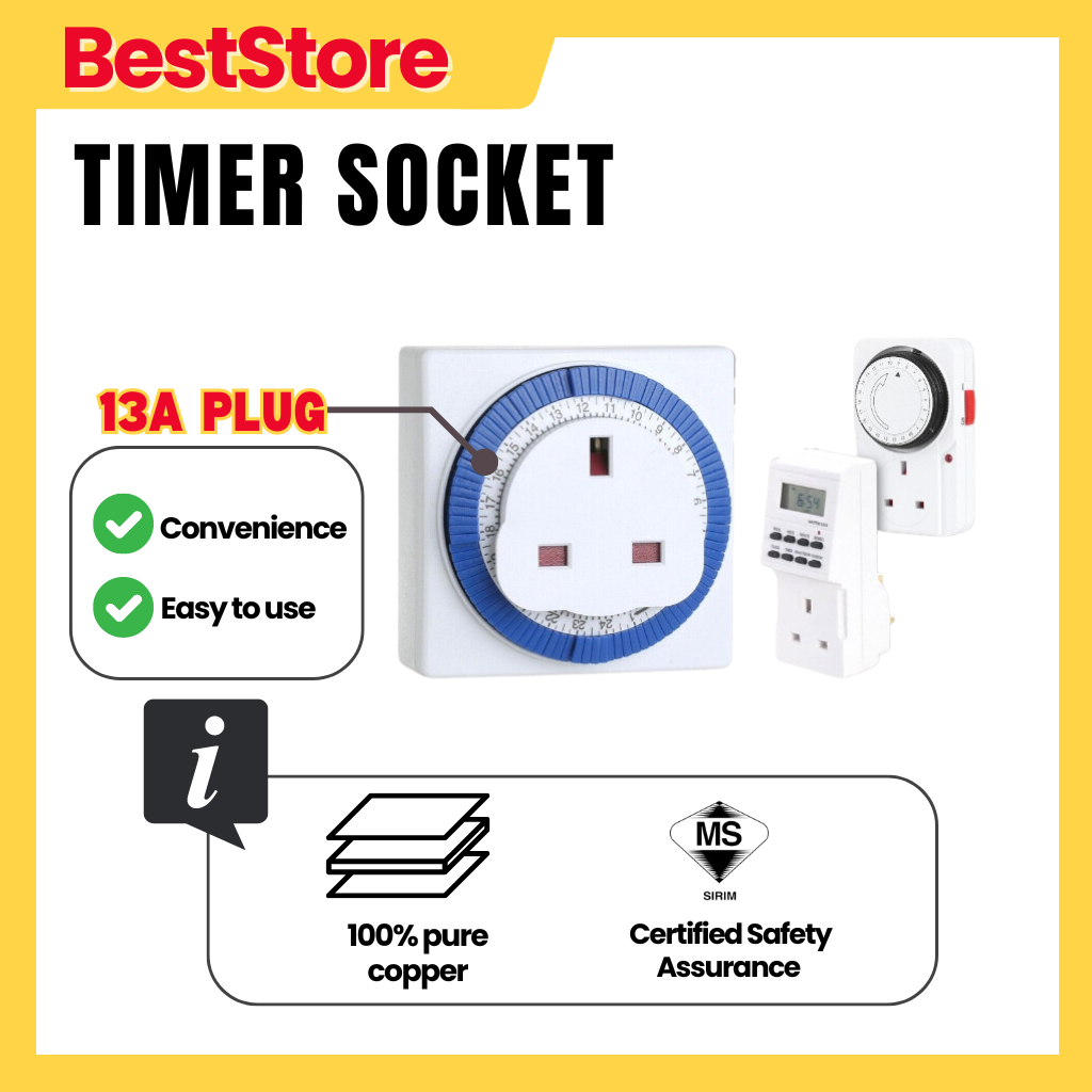 12 24 Hours 7 Days 13a Timer Plug In Socket Outlet Analog Multi Programmer Digital Timer