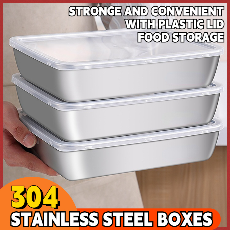 Stainless Steel Crisper Fresh-Keeping Storage Box with Lid Bekas Peti ...