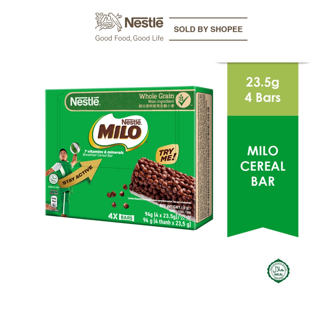 NESTLE Milo Cereal Bar 23.5g x 4s (Halal) | Shopee Malaysia